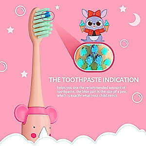 NELL&WELL Kids Electric Toothbrush, Battery Powered Toothbrushes with 2 Soft Bristles Heads for Children Boys and Girls Ages 3+, IPX7 Waterproof, BPA Free (Bear Purple)