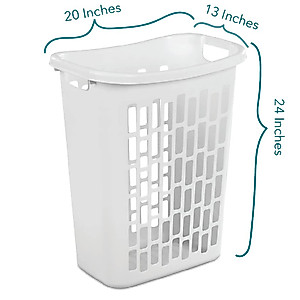 SEDLAV Laundry Hamper, 24”, Rectangular, Laundry Basket Plastic, White, Laundry Basket. Ideal For: Laundry Room Organization, Hampers For Laundry, Toy Bin, Clothes Hamper, Dirty Clothes Hamper