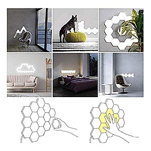 Hexagon Led Lights, LED Wall Lights, Touch-Sensitive Lighting, Aesthetic Room Decor | Perfect Decoration for Living and Bedroom Large Wall Lights DIY Modular Touch Lamp (2 PCS)