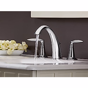 KOHLER K-45102-4-BN Alteo Bathroom Faucet, Bathroom Sink Faucet, Alteo Collection, 2 Handle Widespread Faucet with Metal Drain in Brushed Nickel