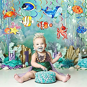 54Pcs Tropical Fish Hanging Swirls Party Decorations Under The Sea Party Decorations Ceiling Swirls Ocean Animals Themed Party Supplies Baby Shower Birthday Beach Party Favor for Kids Boys Girls