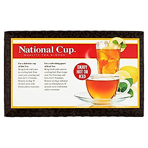 National Cup, Tagless Orange Pekoe and Pekoe Cut Black Tea Blend, Tea Bags, 100 Ct, Pack of 3
