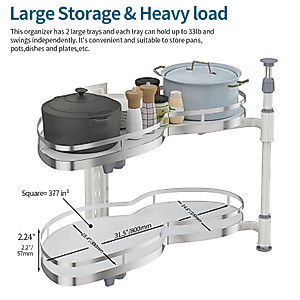 SIPELQDE Swing Right Blind Corner Cabinet Pull out for 36 Inch,Soft Close Corner Cabinet Organizer,2 Tiers Tray Adjustable Height Corner Cabinet Lazy Susan