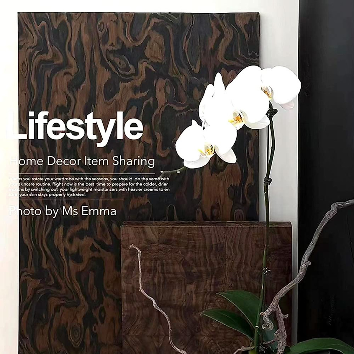 Aibote Technology Art Totem Black Walnut Burl Wood Veneer Sheet(60x250CM) Furniture Restoration Sheets for Loudspeaker Speaker Showcase Cabinets Table Shelves Kitchen Furniture Hotel