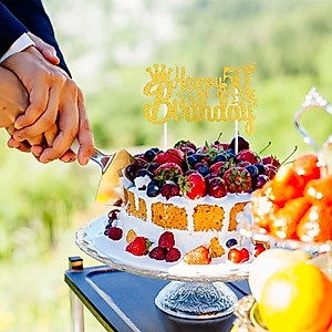 50th Birthday Cake Topper, Happy Birthday Cake Topper, Birthday Cake Toppers, Glitter Gold 50 Cake Topper, Happy 50th Birthday Cake Topper for 50th Fiftieth Birthday Party Decoration Supplies