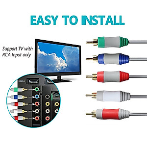 Jedihra 6FT AV Component Cable for Nintendo Wii/Wii U RCA Audio Video HD Cord-1 Pack