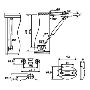 HnF shop Kitchen Overhead Storeage Cabinet Swing-up Door Lift up Hydraulic Gas Spring Lift Stay Support Replacement Part (2set, 100N)