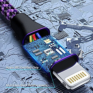 3 Pack [Apple MFi Certified] 6FT iPhone Charger USB Lightning Cable Fast Charging Nylon Braided Cord Compatible with iPhone 14/13/12/11 Pro Max/XS MAX/XR/XS/X/8/7/Plus/6S/6/SE/5S/iPad