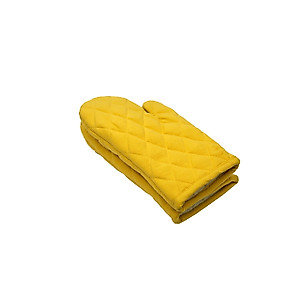 Oven Mitts, Set of 2, 100% Cotton of Size 7 X 12 Inches, Premium Heat Resistant Kitchen Gloves, Cotton Fabric Quilted, Mustard, Heat Resistant for Everyday Kitchen Cooking and Baking.