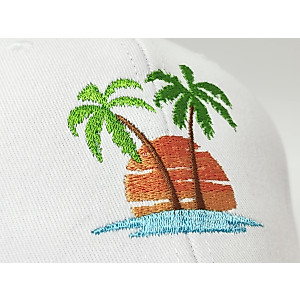 Hepandy Palm Trees Embroidered White Baseball Caps for Women Men Girls, Outdoor Adjustable Cotton Snapback Trucker Hats Embroidery Dad Hat Unisex