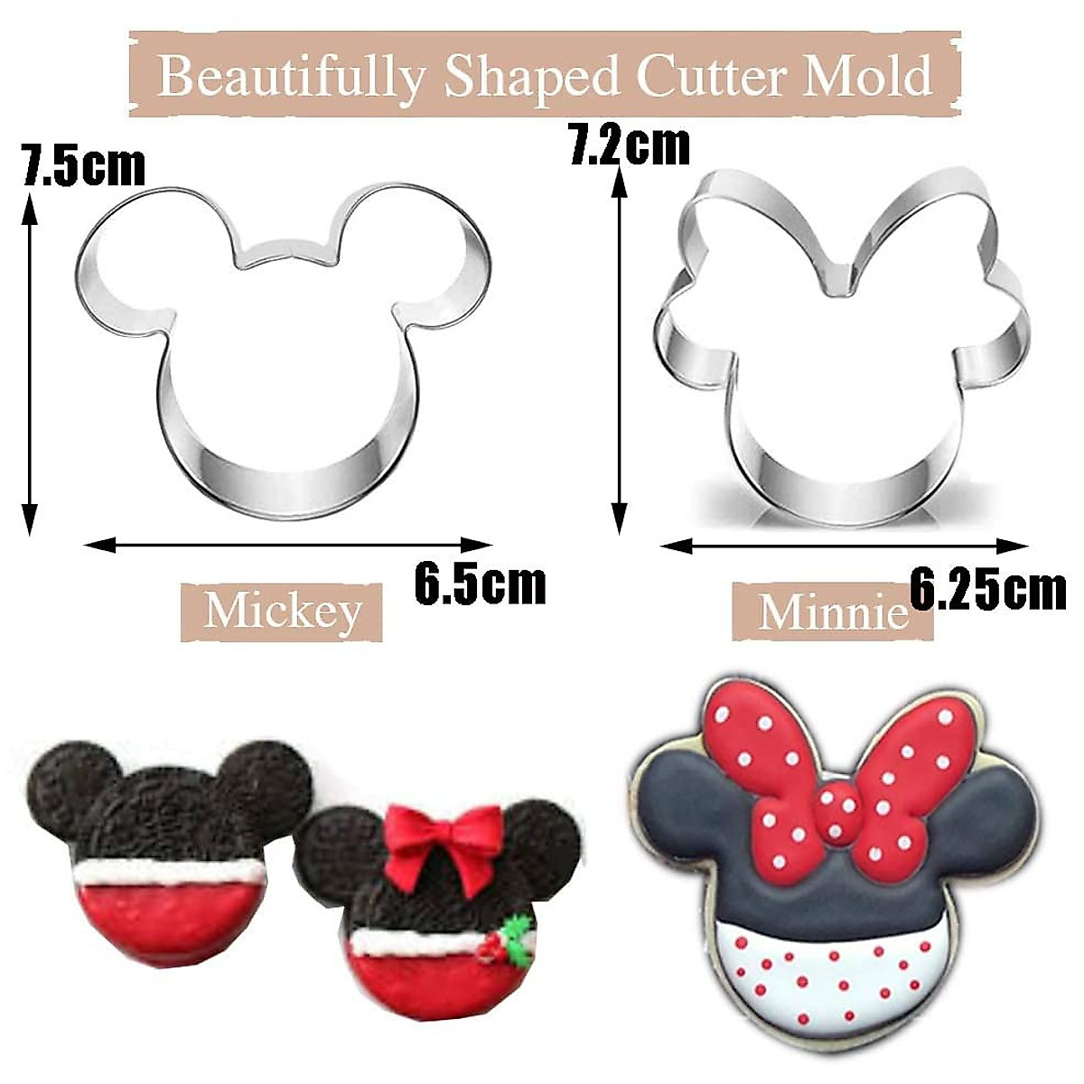 Cookie Knife Mickey Themed Cookie Moulds 5 Pieces - Mickey Mouse Sandwich Cartoon Cookie Knife Shape Cookie Mould, Kids Fondant Knife Baking Mould for Cake Sandwich Vegetables and Fruits,