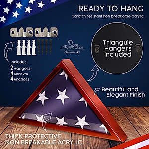 Forever Lane Flag Display Case for American Veteran Flag, Large 9.5x5 ft Memorial Flag Box -Military Flag Holder, Solid Wood w/Acrylic Front,Wall Mount or Standing Display Box
