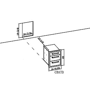 WHISTLER Stainless Steel Built in Access Triple Drawers for Outdoor Kitchen BBQ Island Storage,L 16.5" x W 21.9" x H 22"
