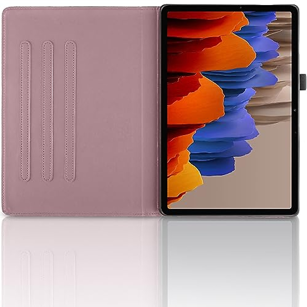 Schaflie Compatible with Samsung Galaxy Tab S9 2023/ Tab S8 2022/ Tab S7 2020 11 inch Case 360 Rotating Cover PU Leather Stand Function with Tree Embossed SM-X700/X706/T870/T875/T876B Rosegold