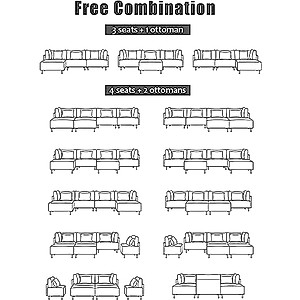 MGH 143''Convertible Sectional Sofa , Modern Linen Fabric U-Shape Modular Couch 4-Seat Sofa Sectional with Reversible Ottomans for Apartment Living Room Furniture Sets, Beige (HQ-023B)
