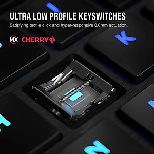Corsair K100 AIR Wireless RGB Mechanical Gaming Keyboard - Ultra-Thin, Sub-1ms Slipstream , Low-Latency Bluetooth, Cherry MX Ultra Low Profile Keyswitches - NA Layout, QWERTY - Black