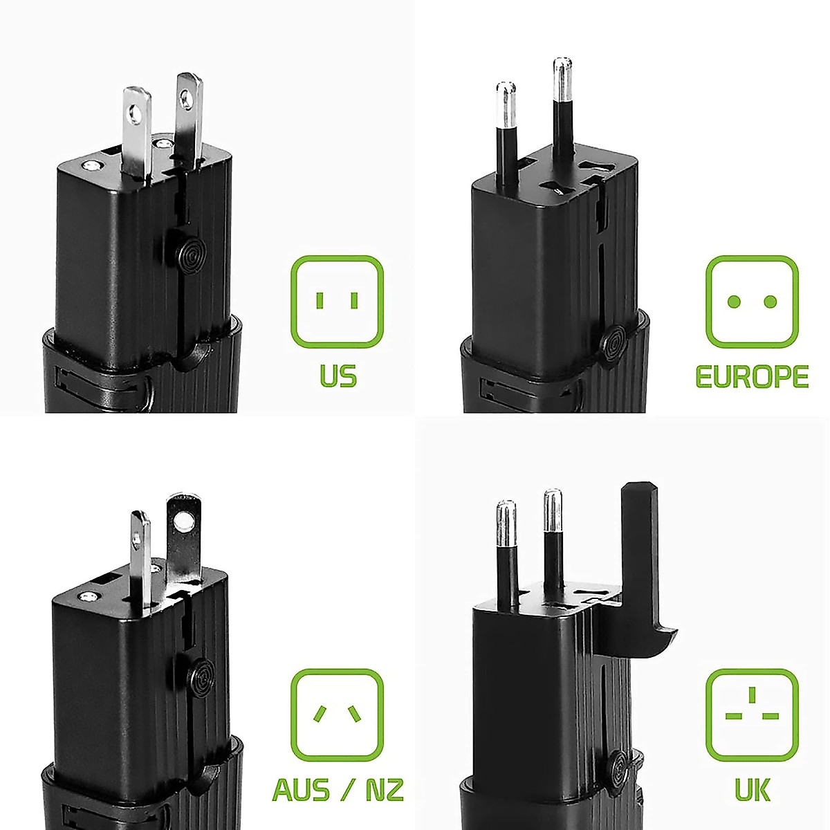 Dual Universal USB Adapter Works for Emporia Smart for Worldwide Power and Travel Between US/EU/CN/AUS/NZ/UK