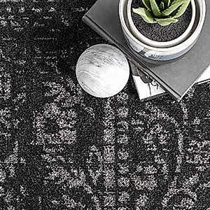 nuLOOM Arlena Vintage Runner Rug, 2' 6" x 6', Black