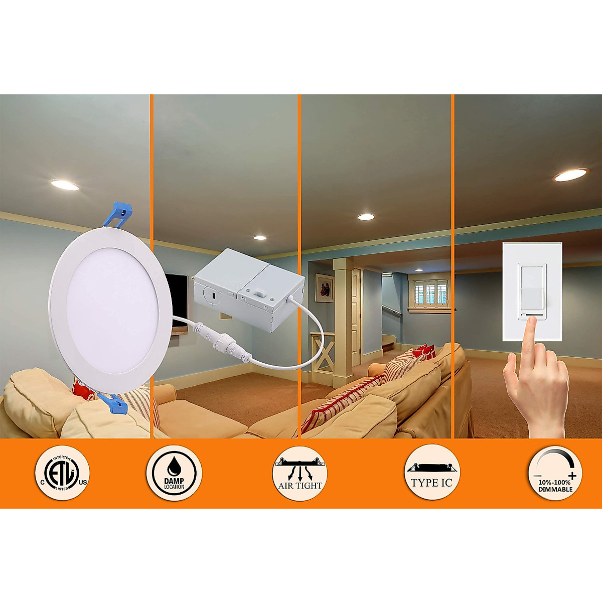 Cloudy Bay 18 Pack Bundle 6 inch LED Recessed Lights,3000K/ 4000K/ 5000K Three Color Temperature Selectable