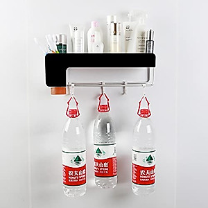 MORNITE Adhesive Bathroom Shelf Shower Caddy Wall Organizers,Restroom Shelves Mirror Storage Hanging No Drilling Rack,Black