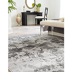 Unique Loom Metro Collection Area Rug (6' 1" x 9' Rectangle, Light Gray/ Gray)