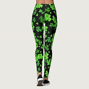Saint Patrick Day Workout Leggings Women Shamrock Printed Yoga Leggings Tummy Control High Waist Fitness Pants