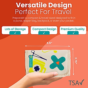 PreparaKit Travel First Aid Kit for Kids - Mini First Aid Kit for Car, Purse, Backpack, or Diaper Bag - 75 Piece Travel Medicine Kit Includes All Essential Medical Supplies - TSA-Approved (Kid Joy)