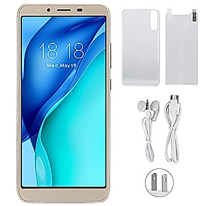 ASHATA Unlocked Android Smartphone Cellphone 5.72in Full HD Screen, Camera with Dual Core Sensors Front 2MP Rear 2MP, can AI Backlit Photos, 512MB RAM + 4GB ROM, 1800mAh Fast Charging(US Gold)