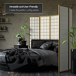 Red Lantern 6 ft. Tall Window Pane-Special Edition-Gold-6 Panels Room Divider