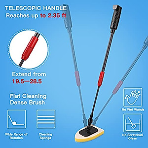 7 in 1 Fish Tank Cleaning Tools, Aquarium Cleaning Tools with Long Telescopic Handles, Algae Scraper, Scrubber Pads, Tube Cleaner, Fish net, Gravel Rake, Cleaning Cloth for Fish Starter Kits