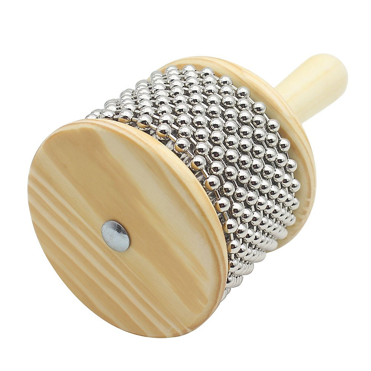 Mowind Wooden Cabasa Hand Shaker Percussion Instrument with Metal Beads for Classroom Band 3.4" Size