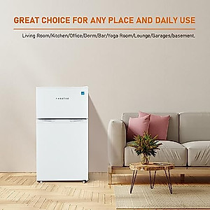Frestec 3.1 CU' Mini Fridge with Freezer,2-Door Compact Refrigerator,Small Refrigerator for Bedroom Dorm Office Apartment, White (FR 302 WH)