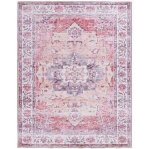 SAFAVIEH Tucson Collection Area Rug - 9' x 12', Rust & Beige, Persian Design, Non-Shedding Machine Washable & Slip Resistant Ideal for High Traffic Areas in Living Room, Bedroom (TSN163P)
