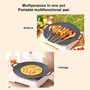 Korean Bbq Grill,Korean Bbq Grill Pan,Grill Pan,Korean BBQ Plate Barbecue Grill Non Stick Circular Frying Pan for Home Outdoor Stove (30cm gas model)