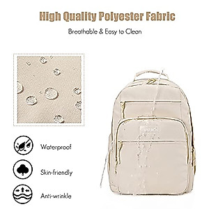 FANDARE Casual Backpack Men Women 15.6 inch Laptop Daypacks School College Bag Rucksack for School Hiking Camping Travel Outdoor Activities Waterproof Polyester Khaki