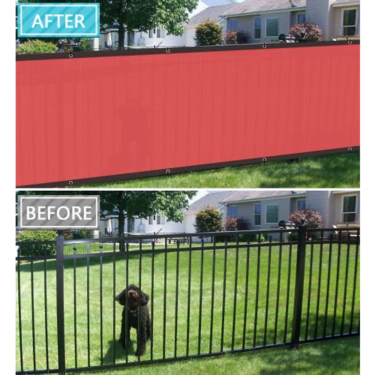 COARBOR 13'X26' Privacy Fence Screen Cover Mesh Blocker with Brass Grommets 180GSM Heavy Duty Fencing for Outdoor Back Yard Patio and Deck Backyard Garden Blocking Neighbor Red-Customized