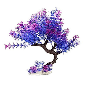 Aquarium Plant Plastic Fish Tank Plant Decorative Artificial Underwater Grass, Blue Purple