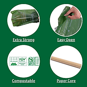 HeartGaBoo Dog Poop Bags Rolls, Drawstring Poop Bags for Easy Tying and Carrying,100% Home Compostable, Leak Proof and Extra Strong, Large Poop Bags for Dogs, Unscented, 60 Count (Side-Drawstring)