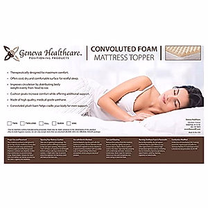 Geneva Healthcare Egg Crate Convoluted Foam Mattress Pad 4" Standard Queen Size Topper - 4" x 60" x 80"