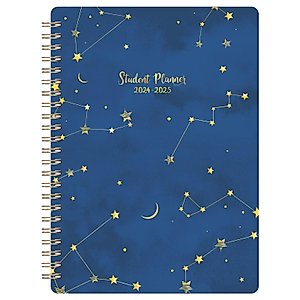 Student Planner 2024-2025 - School Planner, JUL 2024 - JUN 2025, 6.3" x 8.4", Monthly Weekly Planner/Agenda, Thick Paper + Holidays + 3-Hole Punched + Twin-Wire Binding, Stickers, Blue