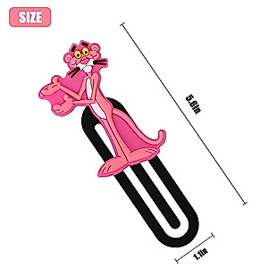 Pink Pan_Ther Bookmarks for Kids 3D Non-Slip Anime Cartoon Bookmark Page Holder Unique Gift Idea Anime PVC Book Marker Reading Accessories for 100th Day of School Gift,Book Lovers,Students,Christmas