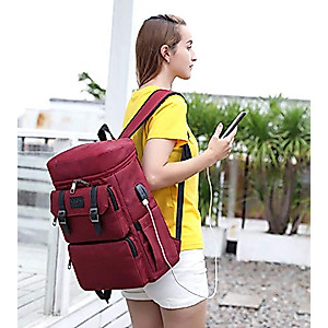 YALUNDISI Vintage Backpack for Men Women Laptop Backpack Bookbags College Backpack Red 16 inch
