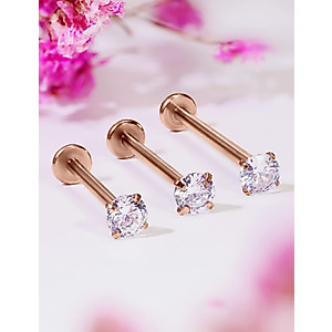 Kridzisw 16G Gold Cheek Piercing Jewelry 316L Stainless Surgical Steel Cheek Dimple Tongue Extra Long Lip Labret Medusa Monroe Rings Stud Barbell Bar Piercing Jewelry for Women Men 4mm 14mm 16mm 19mm
