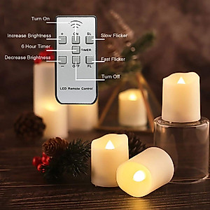Homemory Rechargeable Flameless Votive Candles with Remote, Battery Operated Tea Lights with Timer, 6 PCS Electric Fake Candle in Warm White (USB Charging Cable Included)