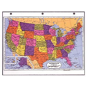 Painless Learning Two Sided Laminated 8 1/2" X 11" United States/World MAP Divider for 3-Ring Binders