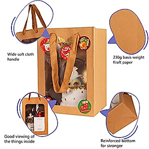 Edinstry Clear Gift Bags with Handles Medium Size Set with Transparent Window,Popcorn Paper Bags Wedding Bridal Baby Shower Birthday Party Valentine Anniversary Bags