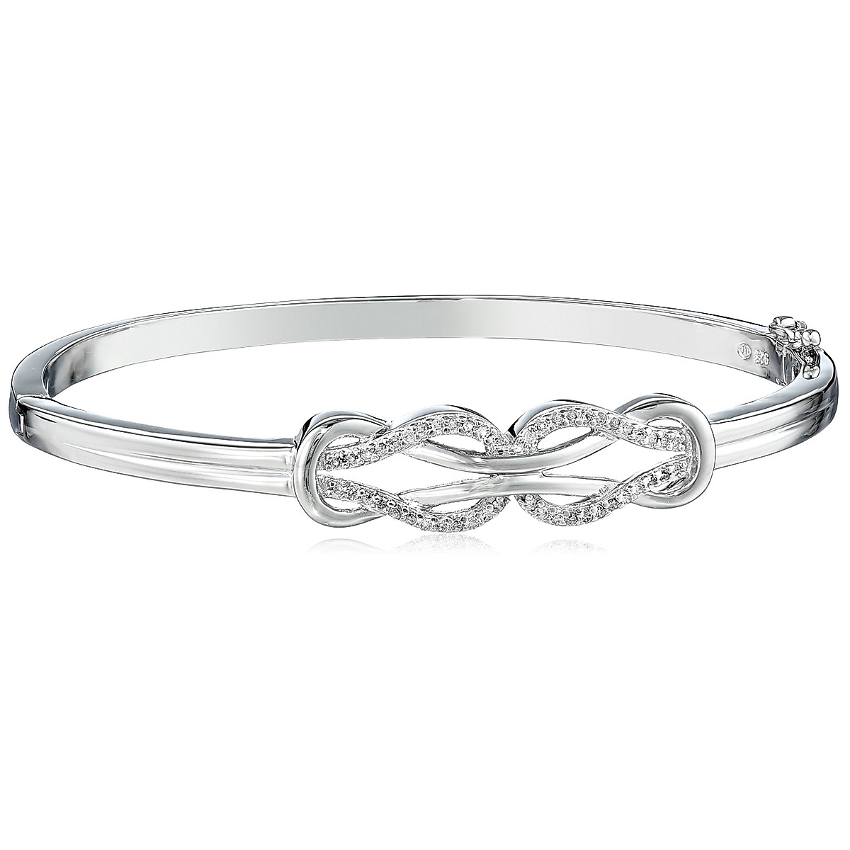 Amazon Essentials Sterling Silver Diamond Double Knot Bangle Bracelet (1/4 cttw, J Color, I3 Clarity) (previously Amazon Collection)