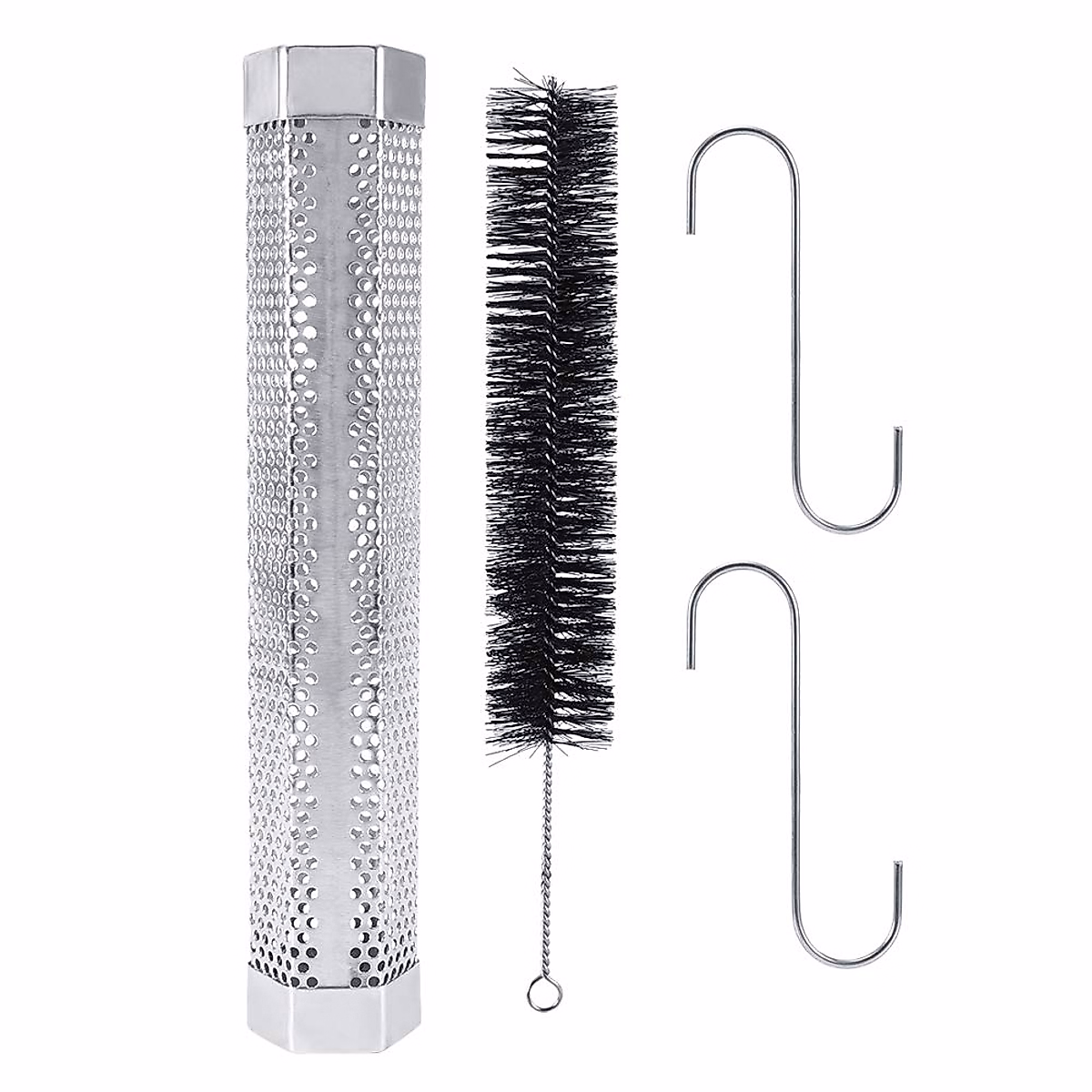 Jerliflyer BBQ Smoker, Pellet Smoker Tube Hexagonal Stainless Steel BBQ Pipe Outdoor Mesh Grill Smoke Generator for All Electric Gas Charcoal Grill Smoker Hot Cold Smoking