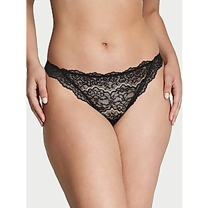 Victoria's Secret Dream Angels Lace Thong Panty, Underwear for Women, Black (M)
