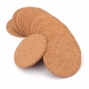 Tebery 20 Pack Round 3.9" Absorbent Cork Coasters for Drinks in Office, Home, or Cottage -1/5" Thick